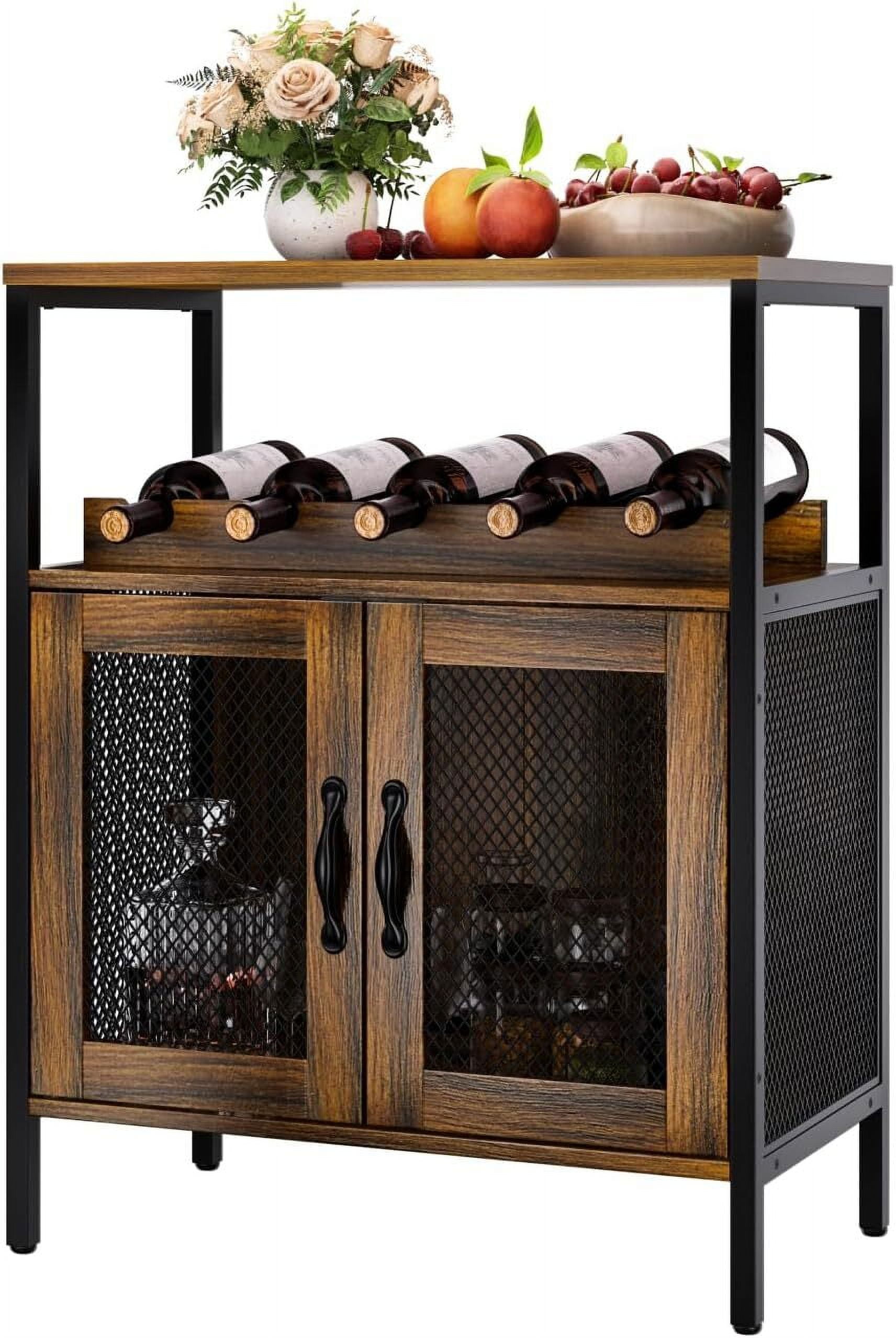 EvaStar Home Wine Bar Cabinet, Industrial Liquor Cabinet with Wine Rack ...