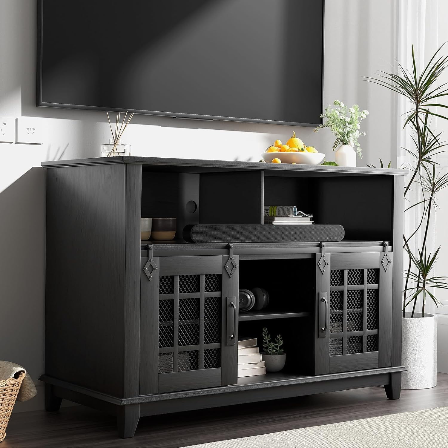 EvaStar Sideboard Buffet Cabinet with Storage, Farmhouse Entertainment ...