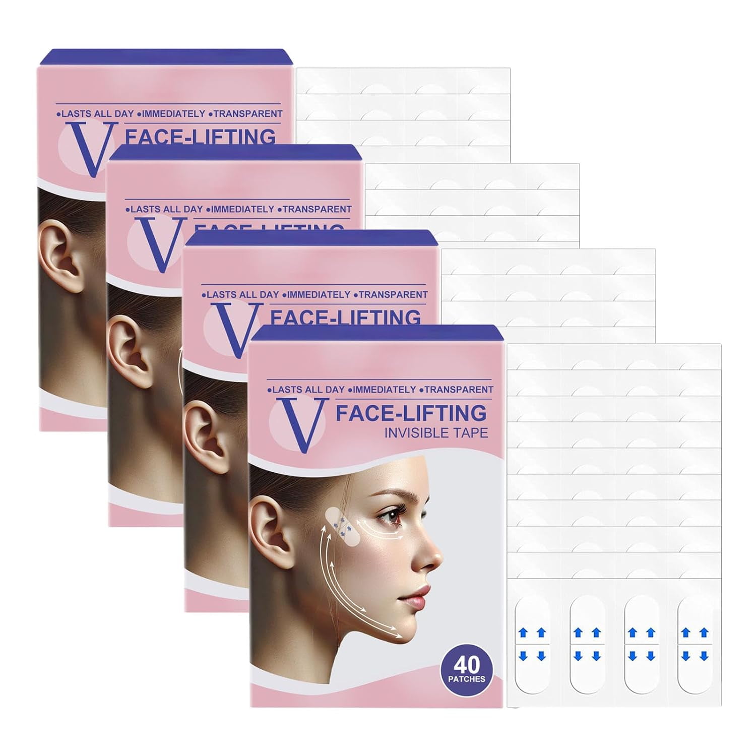 Evaberry Face Lift Tape, Face Slimming Tape Invisible V Face Tapes for ...