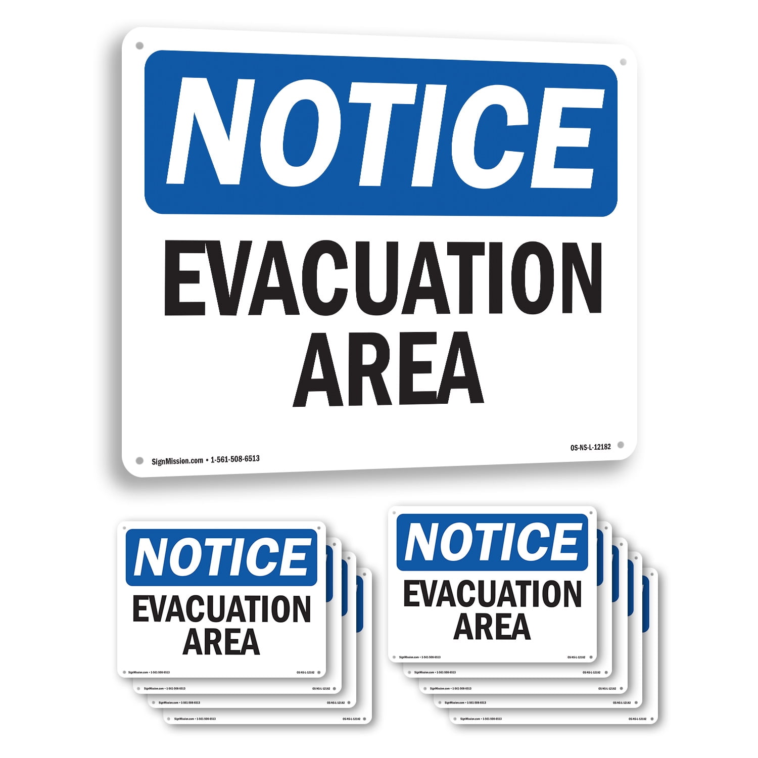 Evacuation Area OSHA Notice Rigid Plastic Sign 10 Inch x 7 Inch - 10 ...