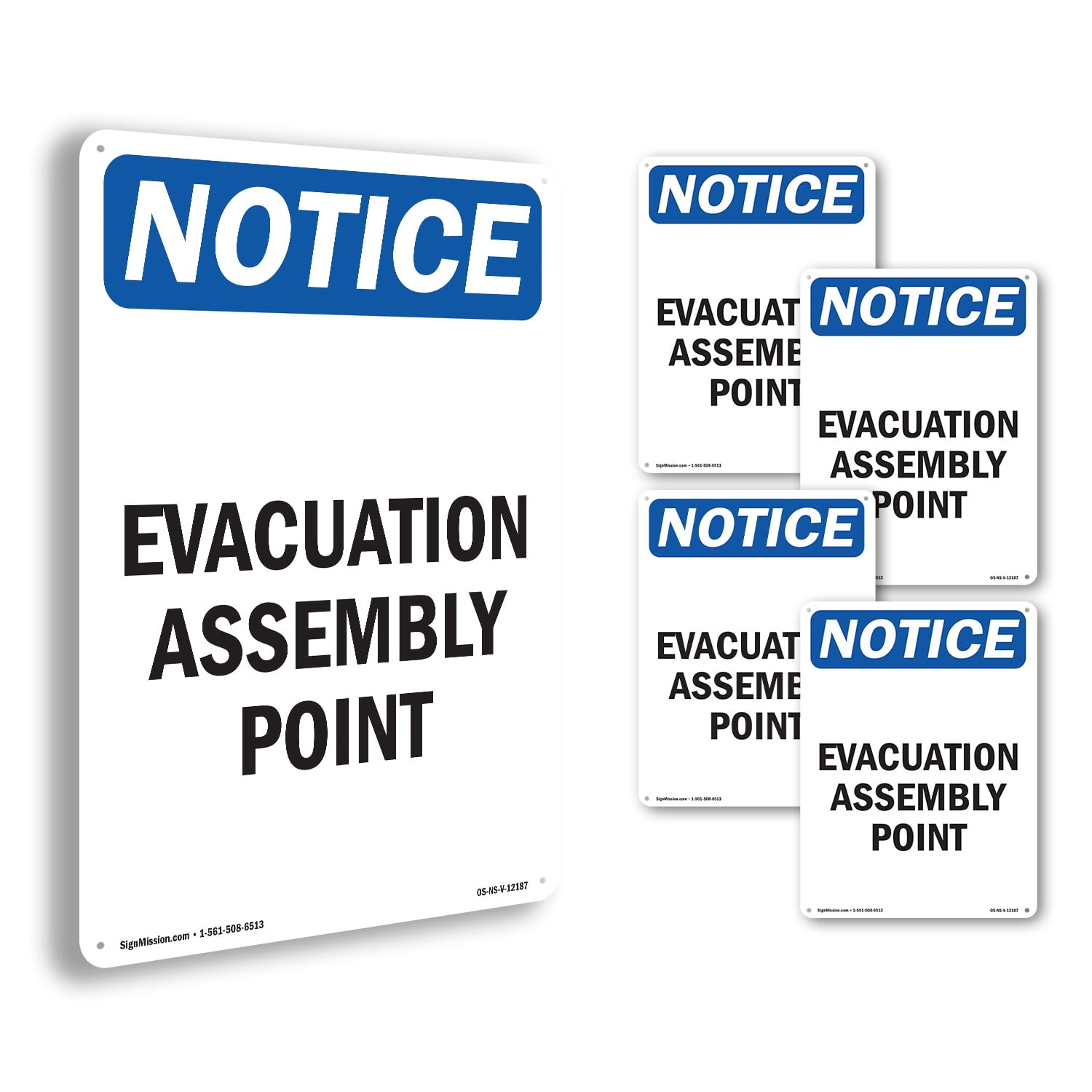 Evacuation Assembly Point OSHA Notice Aluminum Sign 18 Inch x 12 Inch ...
