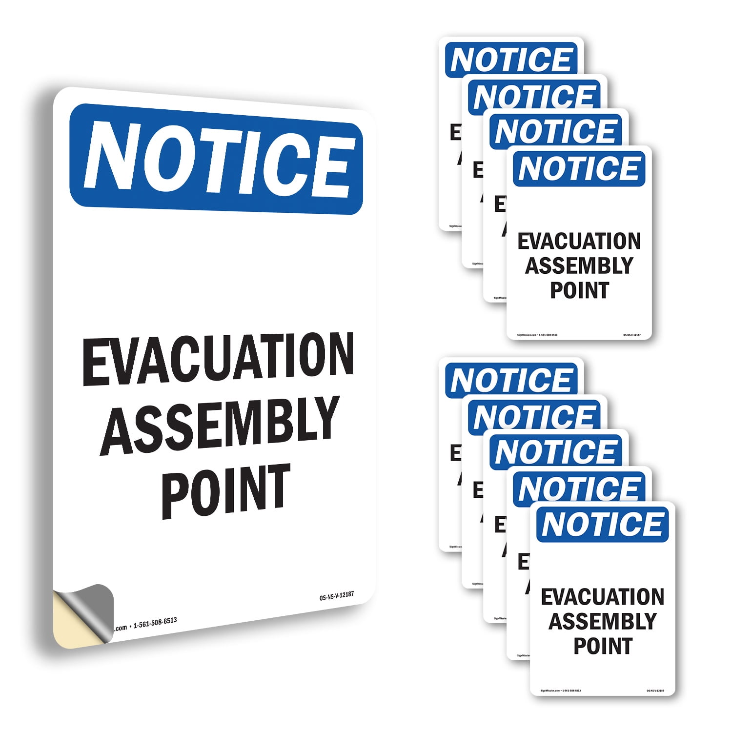 Evacuation Assembly Point OSHA Notice Vinyl Decal Label 14 Inch x 10 ...