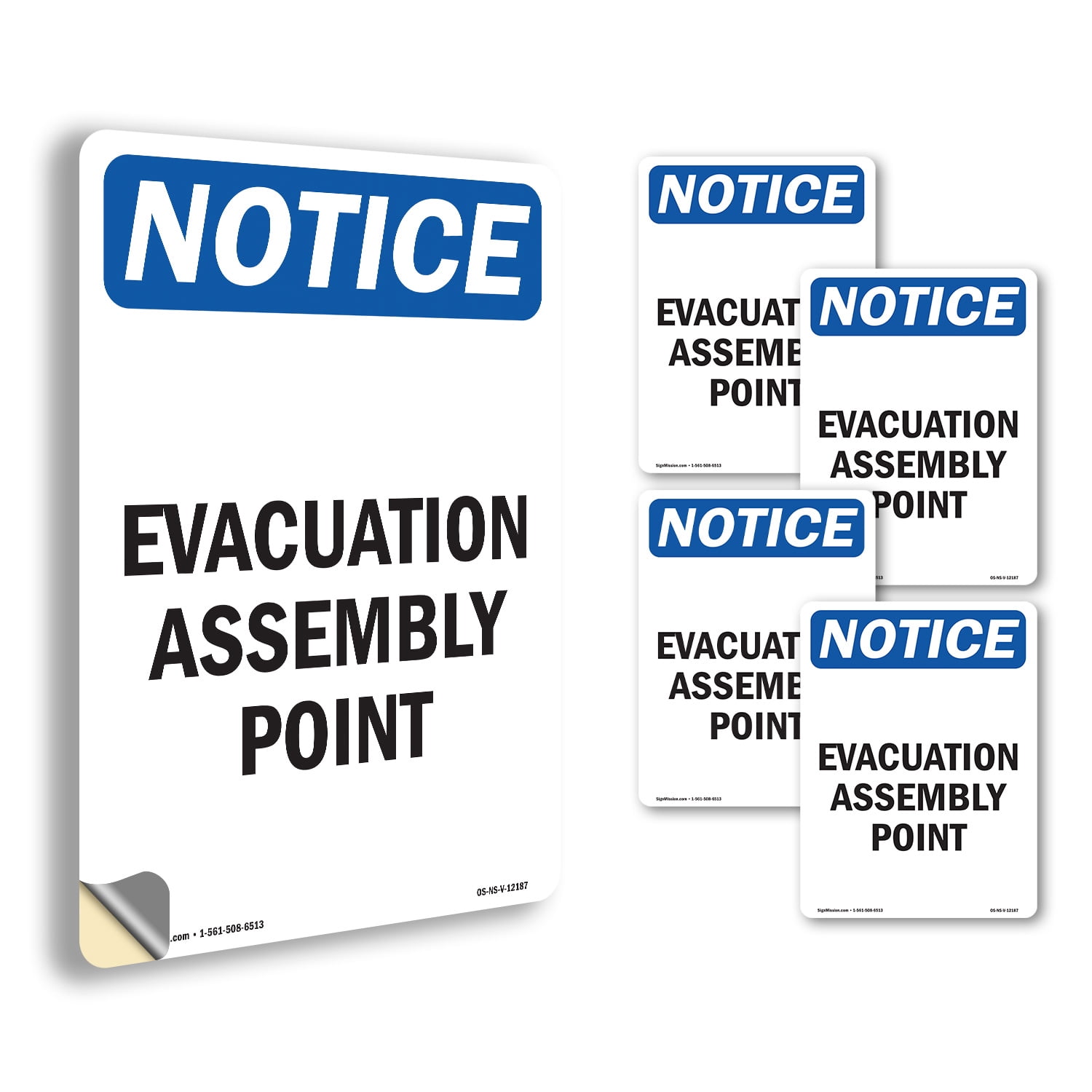 Evacuation Assembly Point OSHA Notice Vinyl Decal Label 18 Inch x 12 ...