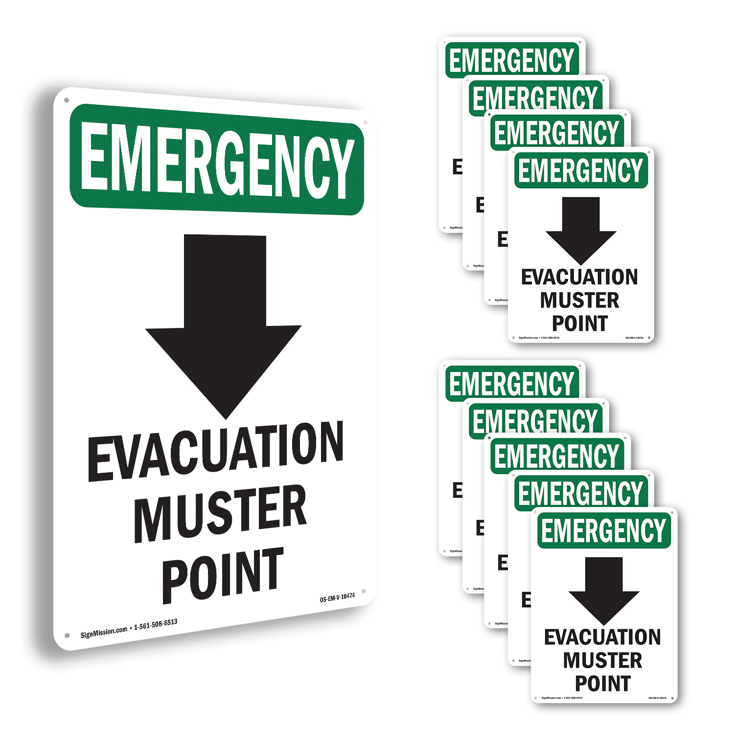 Evacuation Muster With Symbol OSHA Emergency Aluminum Sign 14 Inch x 10 ...