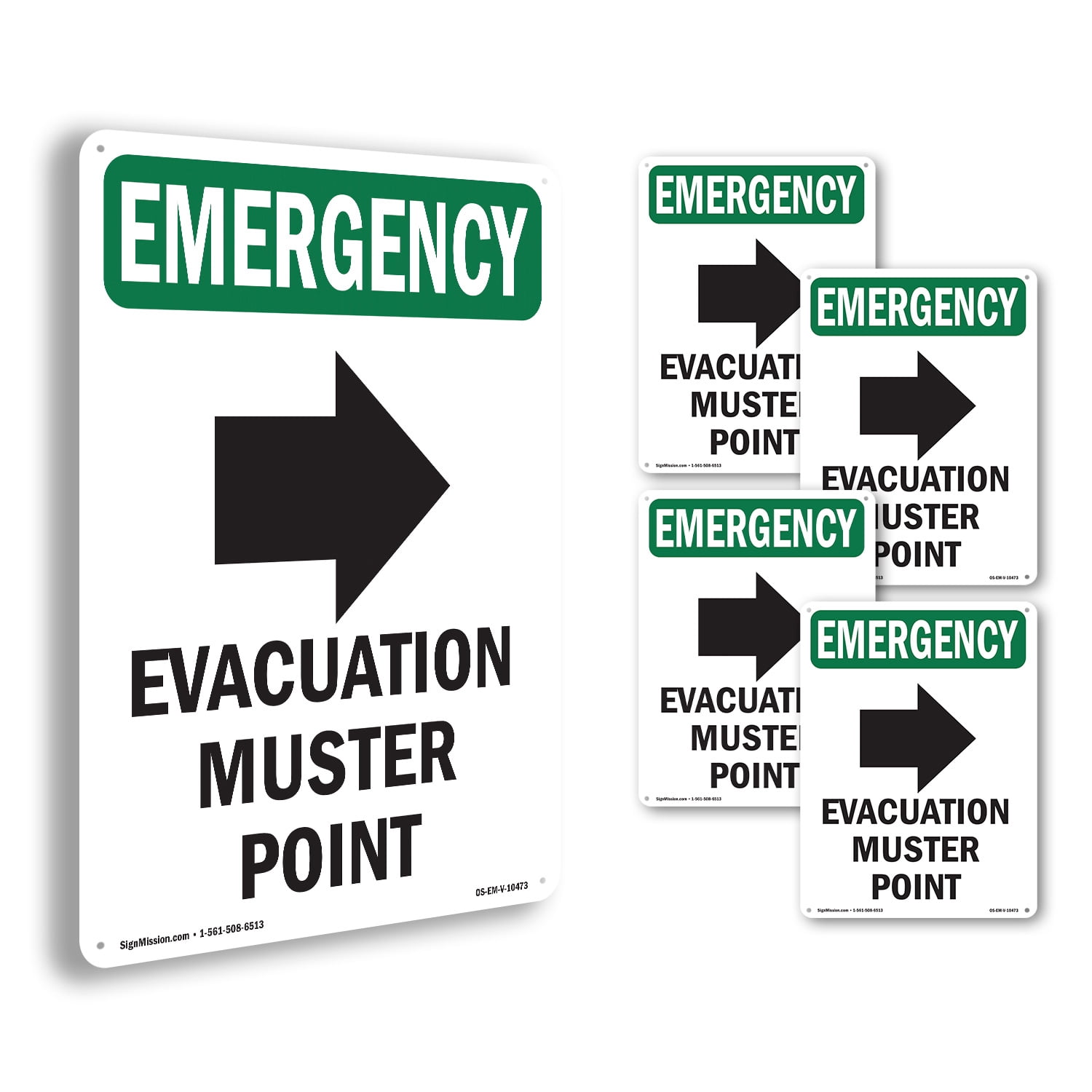 Evacuation Muster With Symbol OSHA Emergency Rigid Plastic Sign 10 Inch ...
