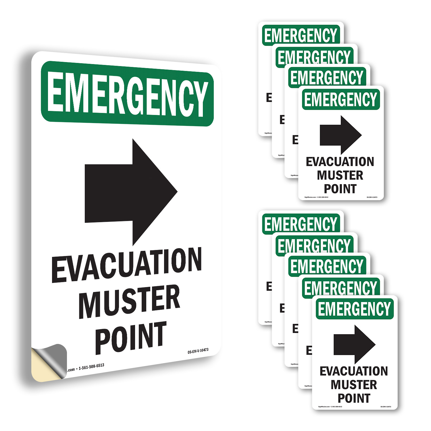 Evacuation Muster With Symbol OSHA Emergency Vinyl Decal Label 10 Inch ...