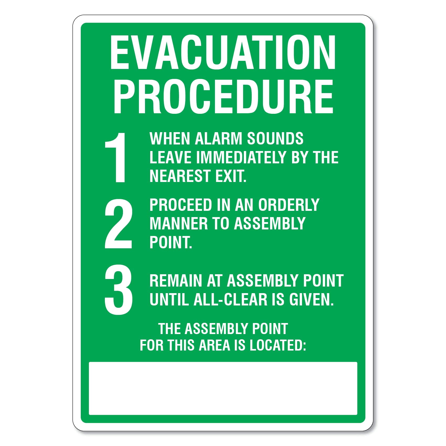 Evacuation Procedure Sign Directional Signs Assembly Point Signs Metal ...