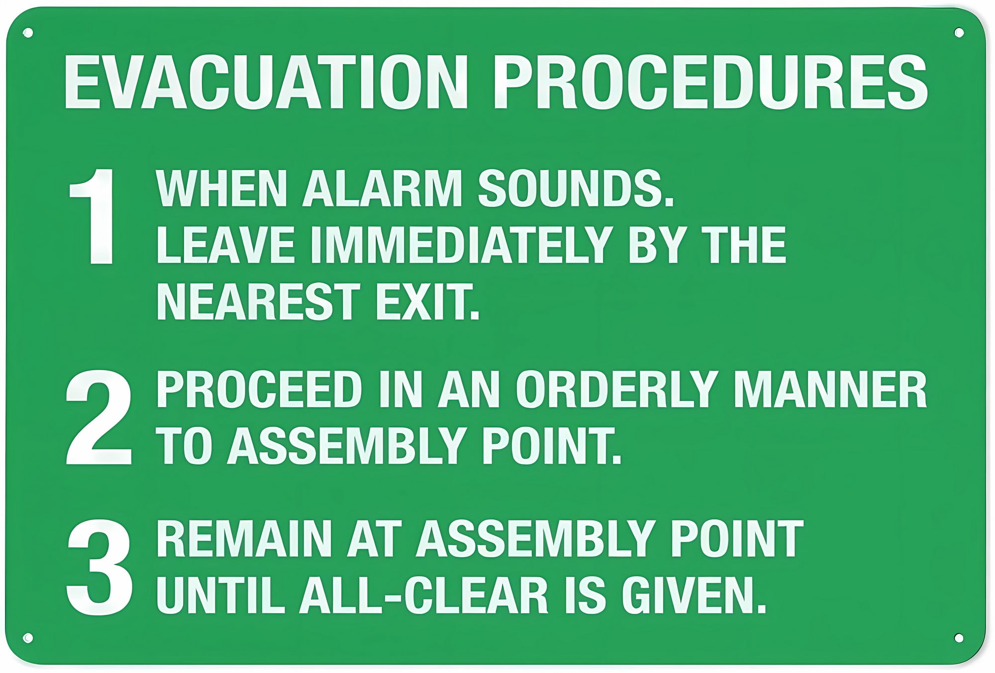 Evacuation Procedures Sign - 12×8 Inches, Outdoor Security Sign, Home ...