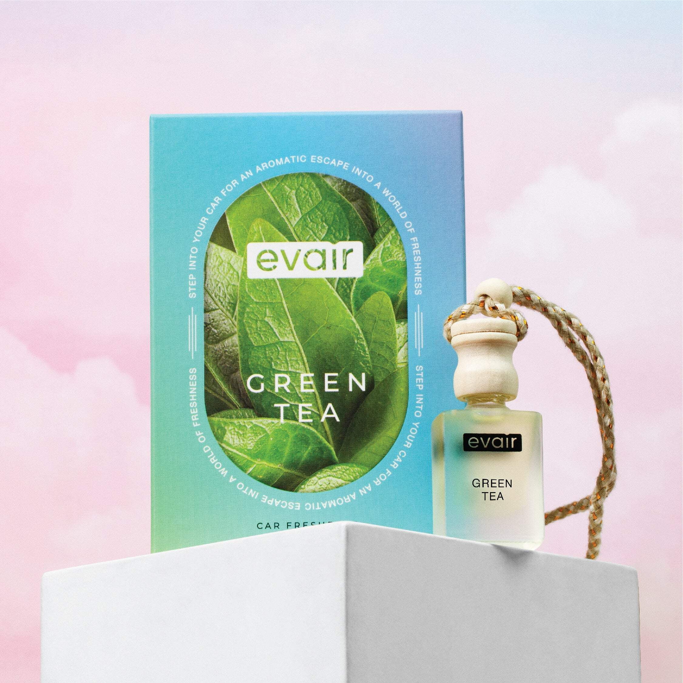Evair Green Tea Car Freshener, Hanging Car Diffuser with Essential Oils ...