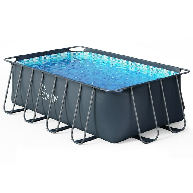 "Evajoy Large Backyard Outdoor Pool, 14' x 7' x 48"" Rectangle Metal ...