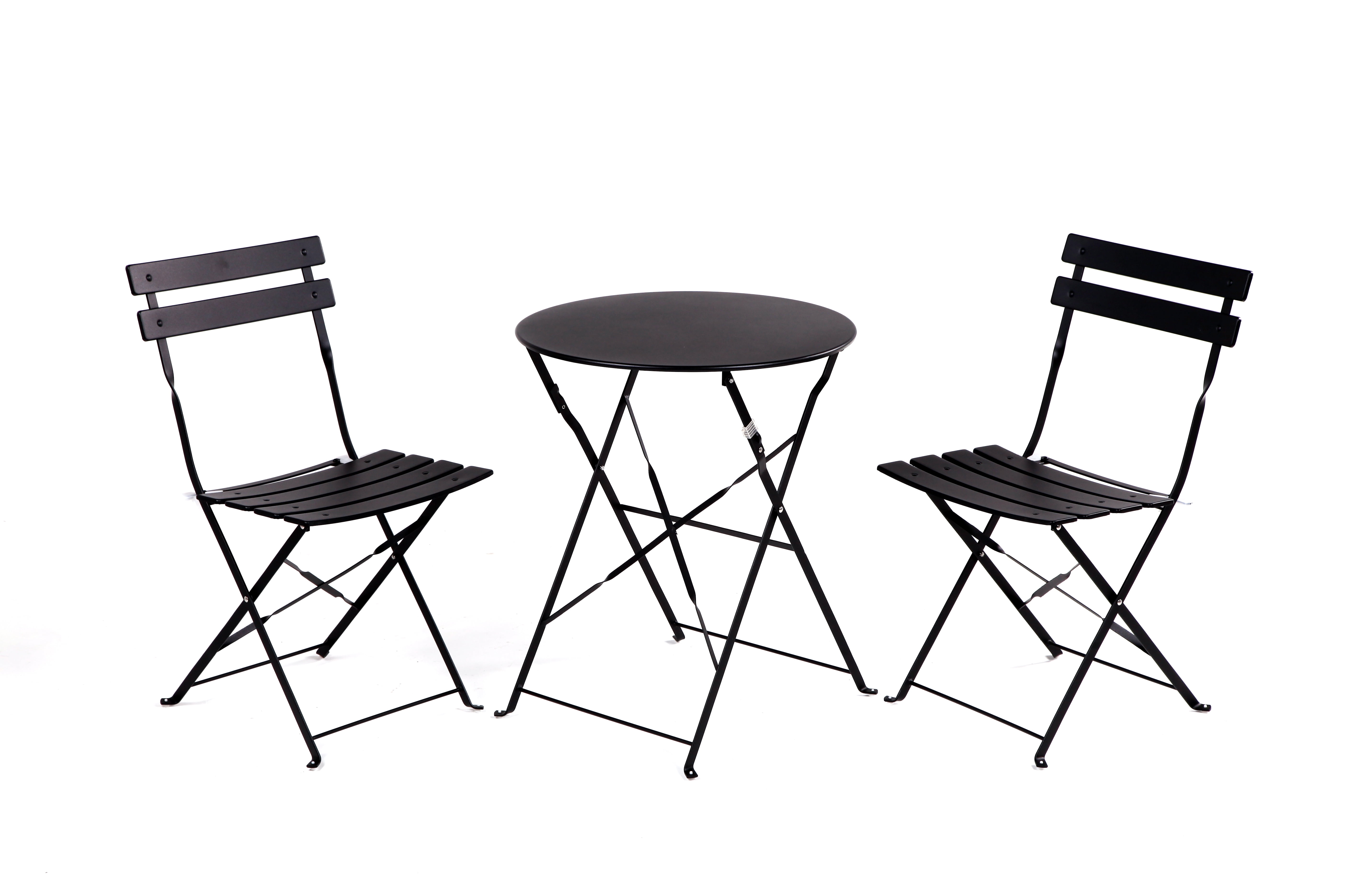 Evajoy 3-Piece Metal Patio Foldable Bistro Table with Chairs, Outdoor ...