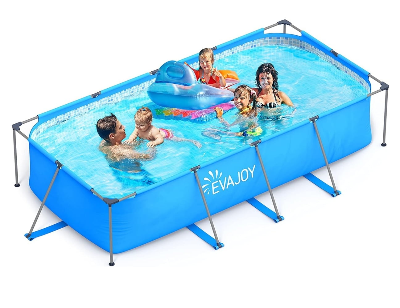 Evajoy, Rectangular Metal Framed Swimming Pool, 13ft x 7ft x 32in ...