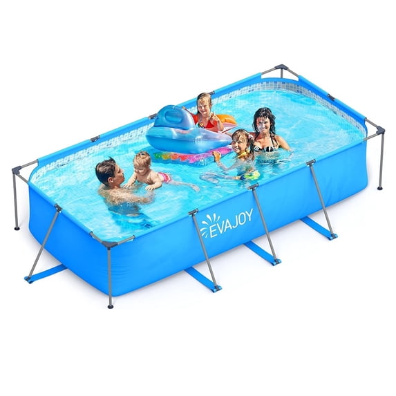 Evajoy, Rectangular Metal Framed Swimming Pool, 13ft x 7ft x 32in ...