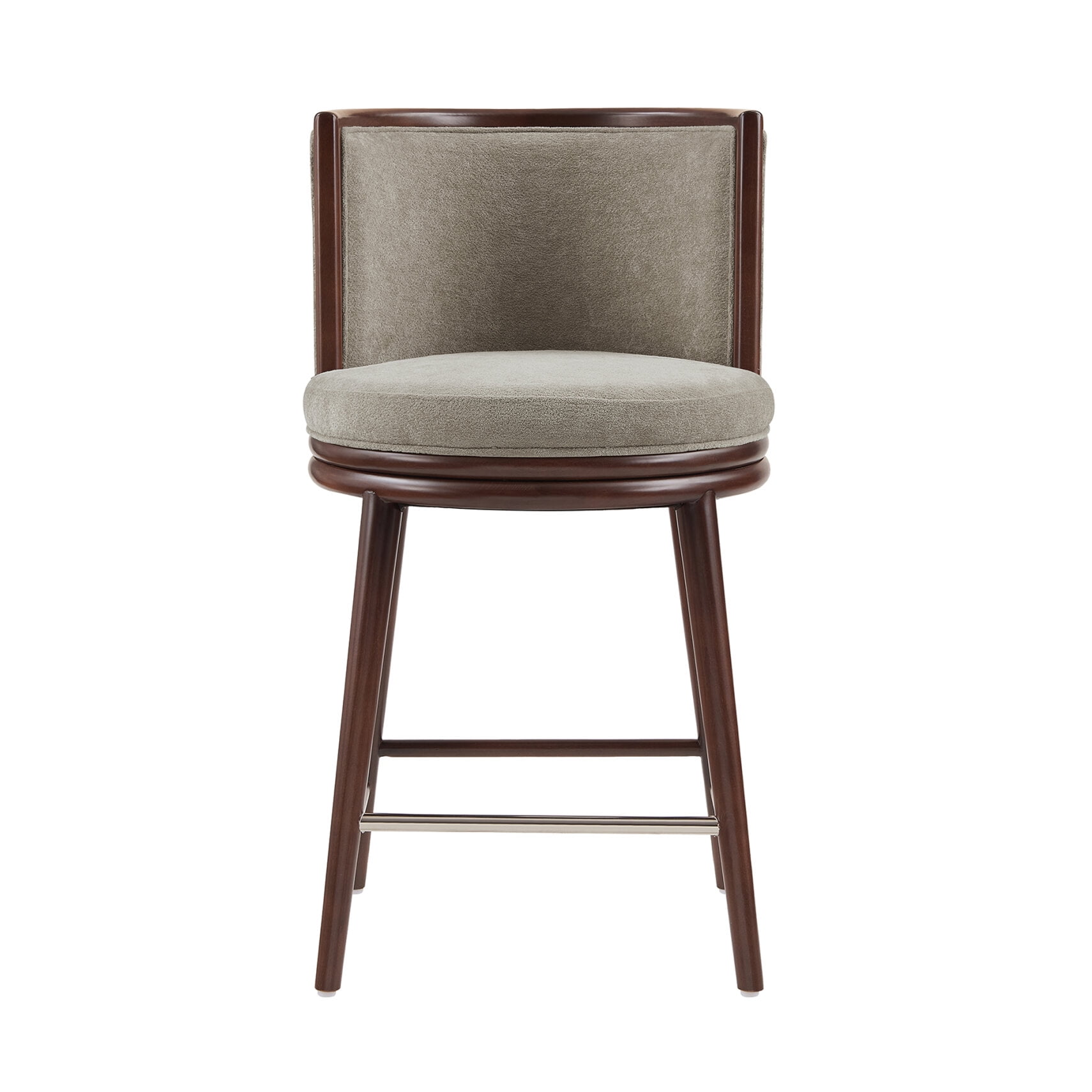 Evalyn Dove Textured Chenille Counter Stool with Solid Beech Wood Legs ...