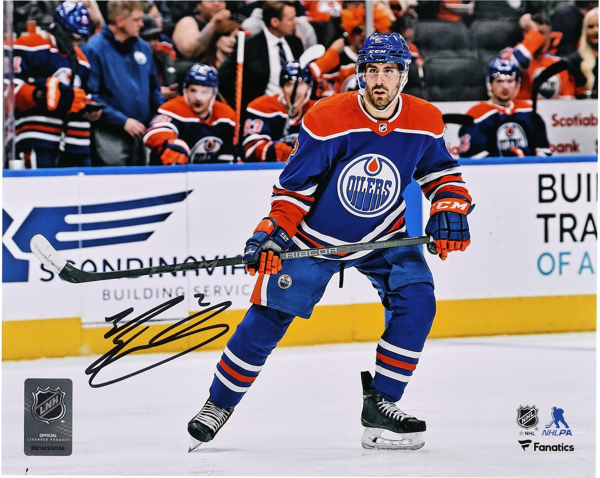 Evan Bouchard Edmonton Oilers Autographed 8" x 10" Royal Jersey Skating ...