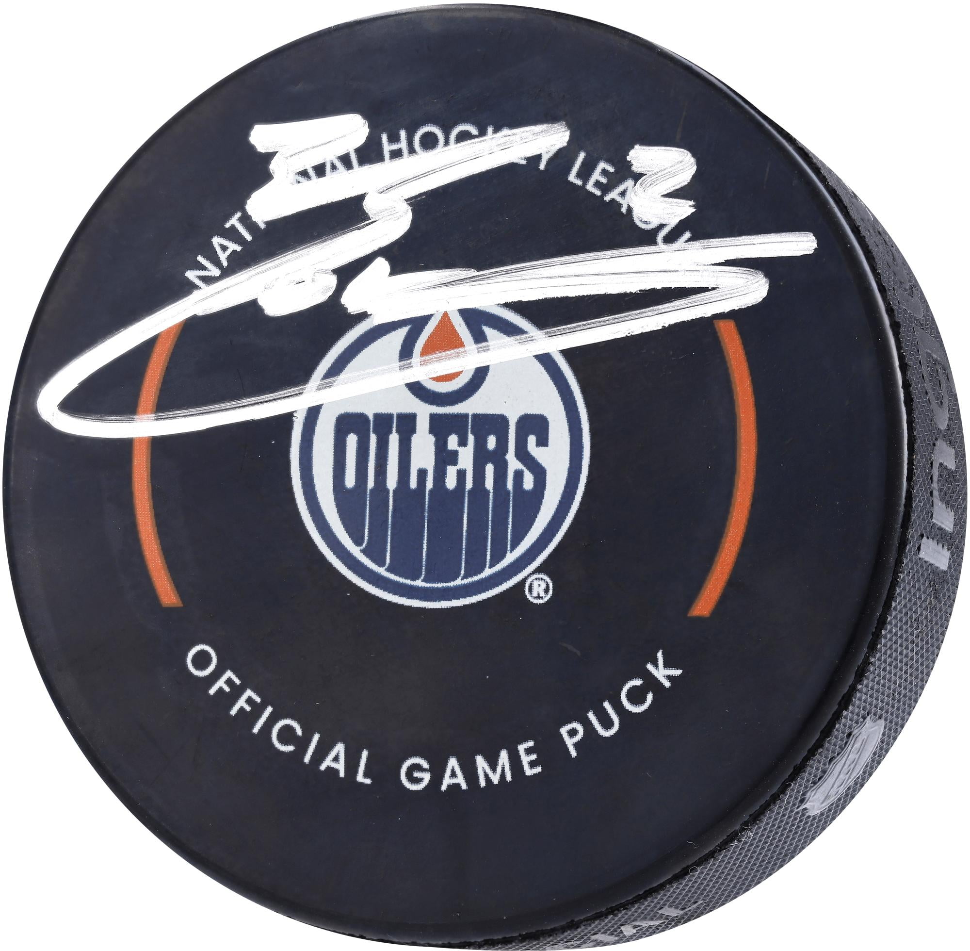 Evan Bouchard Edmonton Oilers Autographed Official Game Puck - Fanatics ...