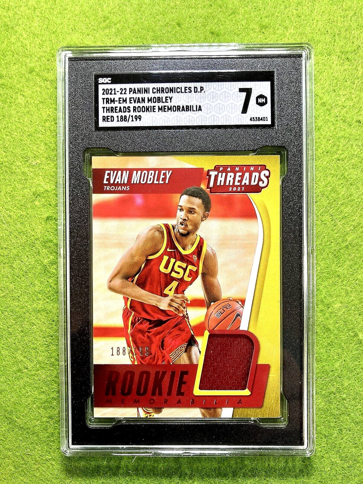 Evan Mobley ROOKIE JERSEY CARD RED # /199 SP RC 2021 Panini EVAN MOBLEY ...