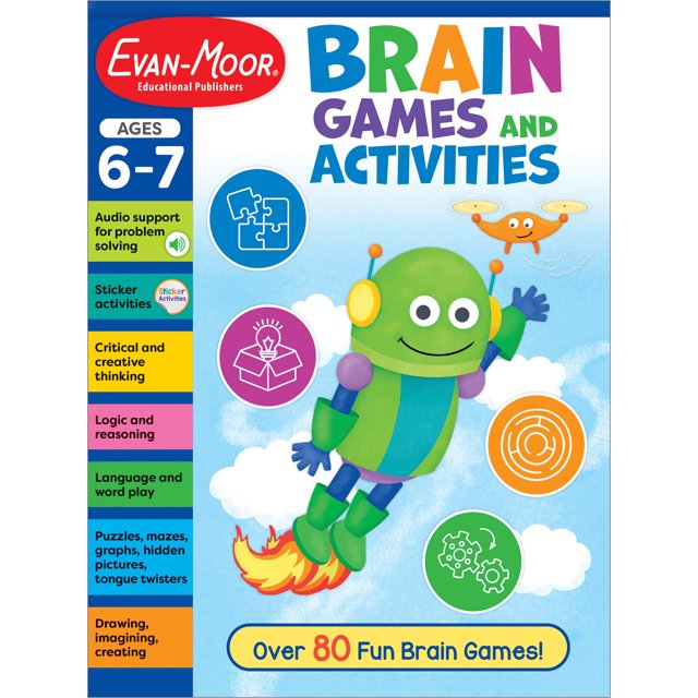 Evan-Moor Brain Games and Activities, Age 6 - 7: Activity Book, Sticker ...