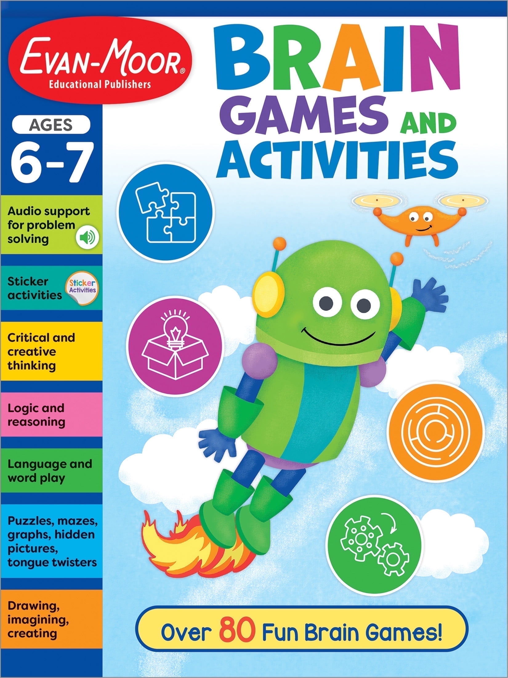 Evan-Moor Brain Games and Activities, Age 6 - 7: Activity Book, Sticker ...