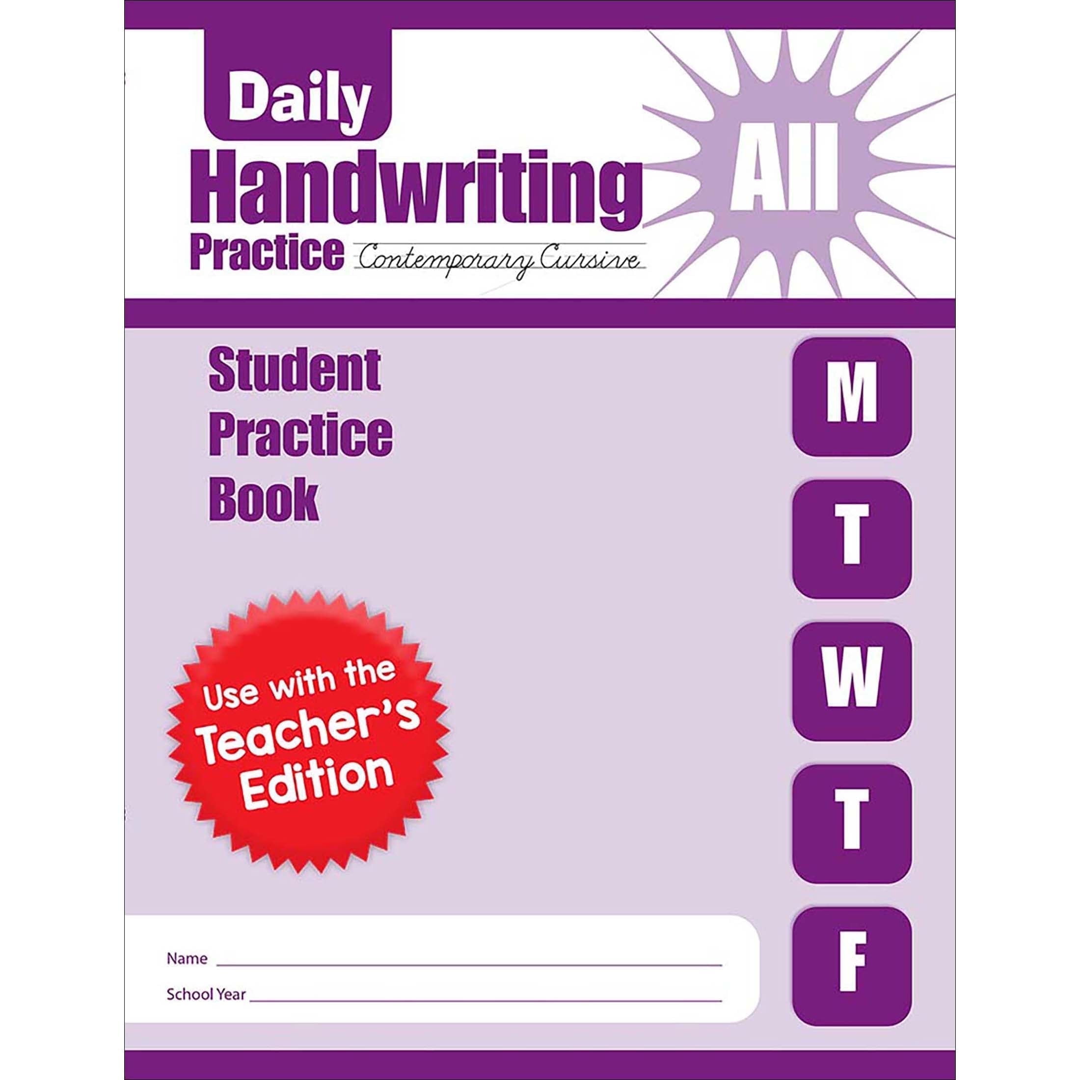 Evan-Moor Contemporary Cursive, Daily Handwriting Practice for Kids ...