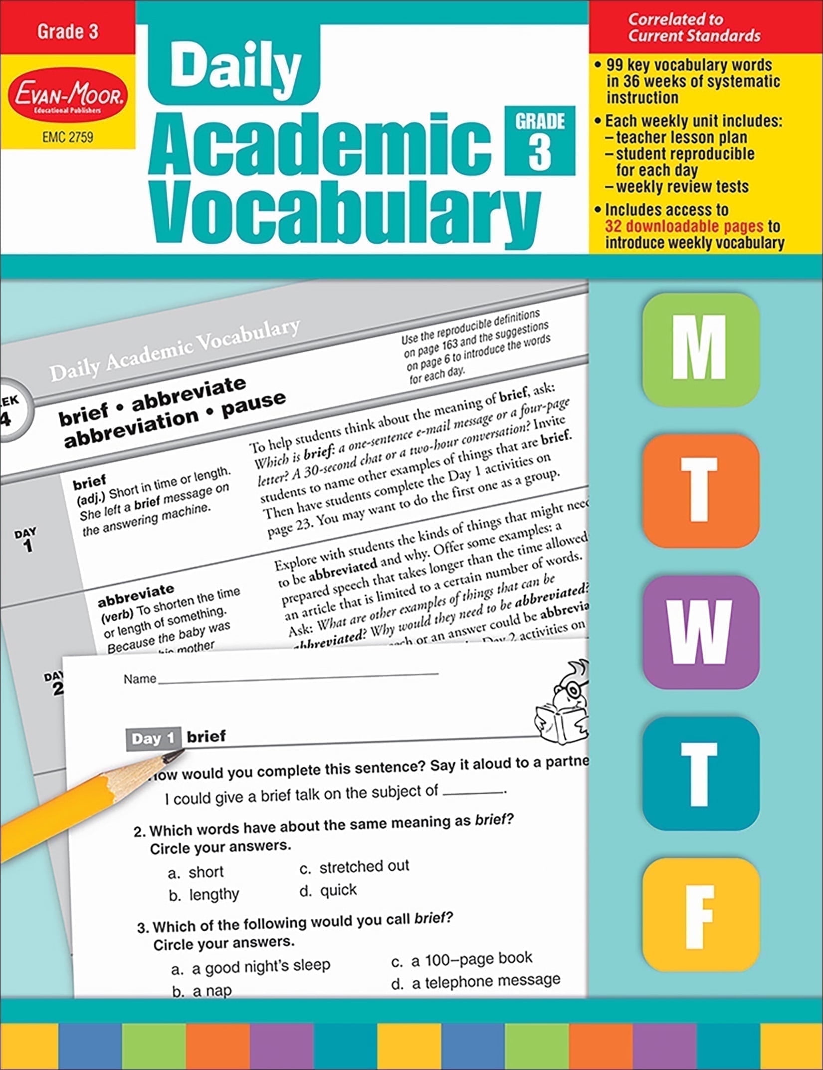 Evan-Moor Daily Academic Vocabulary, Grade 3 Teacher Edition - Walmart.com
