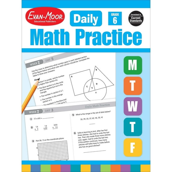 Evan-Moor, Daily Math Practice Workbook, Grade 6, Reproducible ...