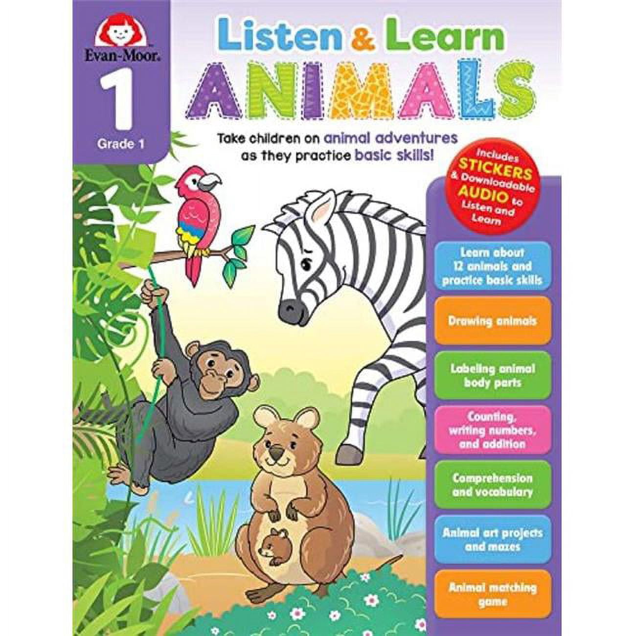 Evan-Moor EMC6136 Listen & Learn Animals Grade 1 Activity Workbook ...