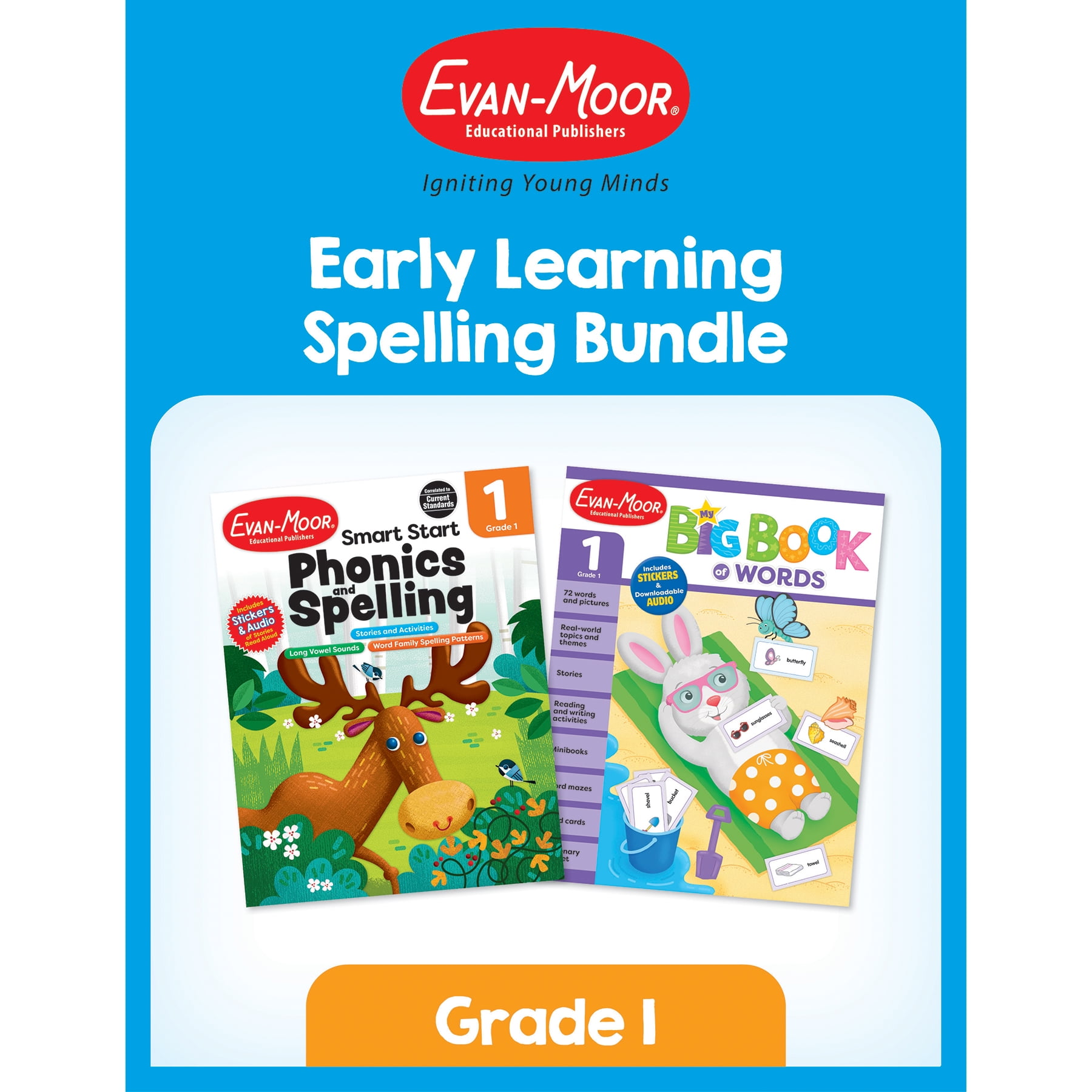 Evan-Moor Early Learning Spelling Activity Book Bundle Grade 1 Workbook ...