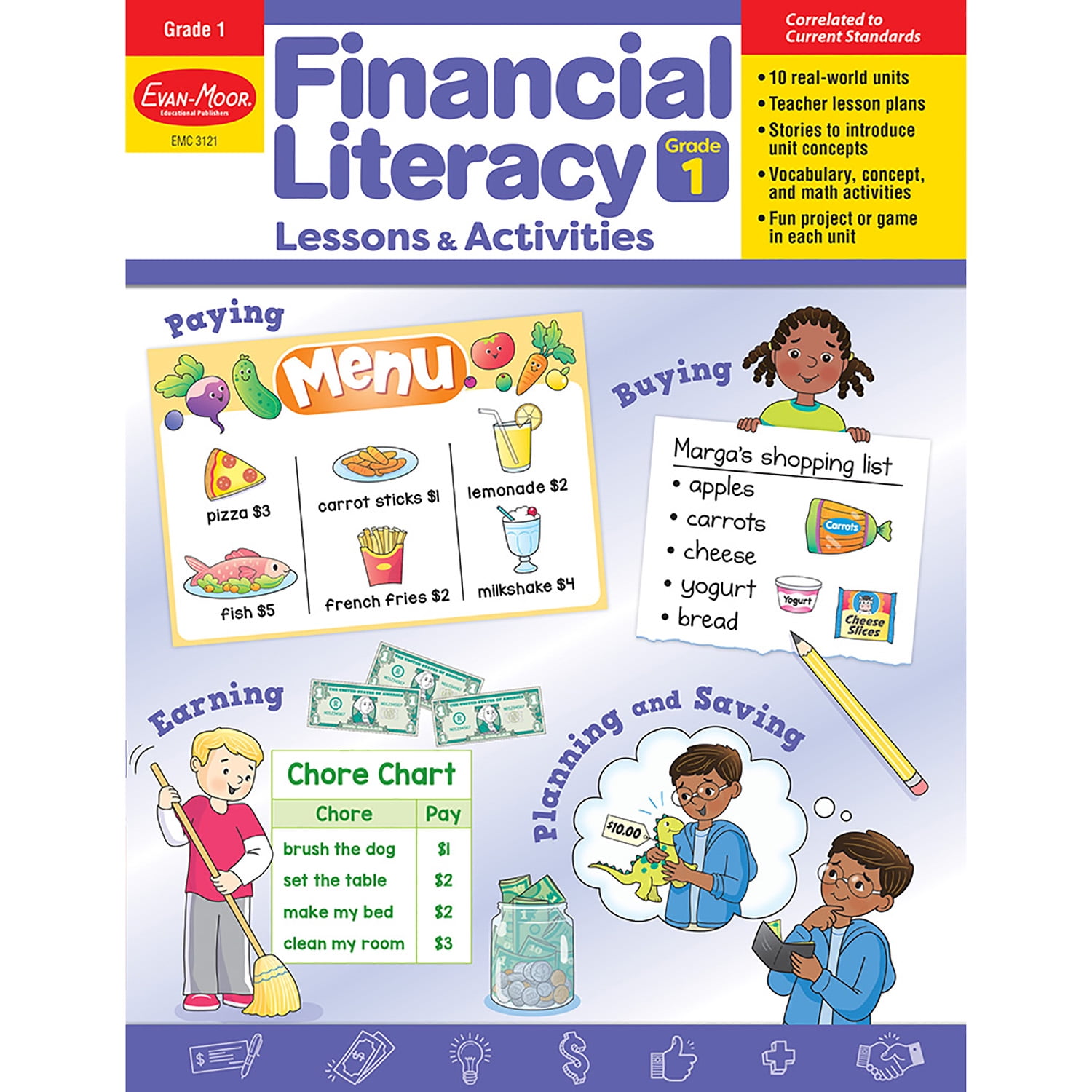 Evan-Moor Financial Literacy Lessons & Activities, Grade 1 - Walmart.com