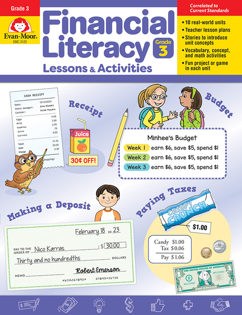 Evan-Moor Financial Literacy Lessons and Activities, Grade 3 ...