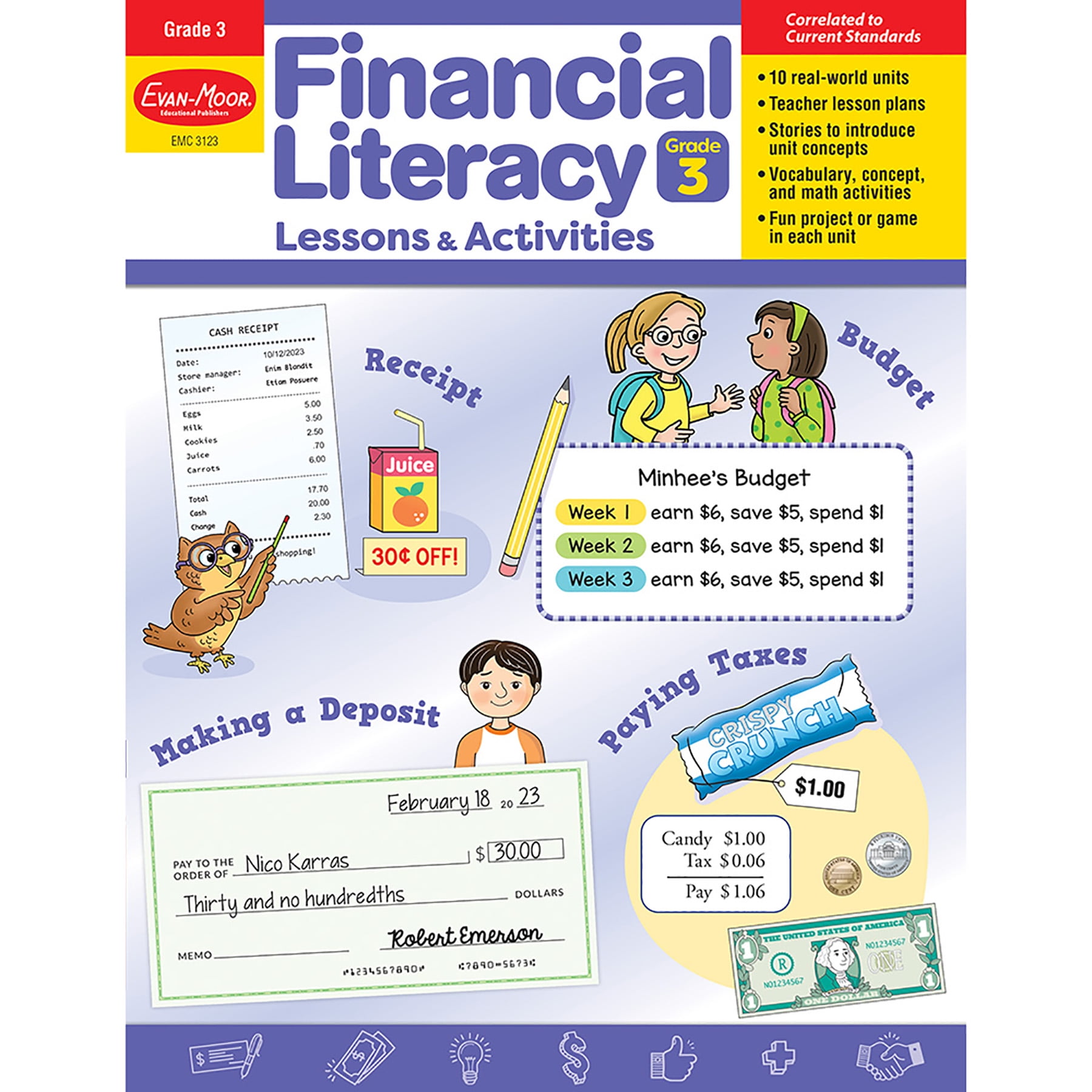Evan-Moor Financial Literacy Lessons & Activities, Grade 3 - Walmart.com