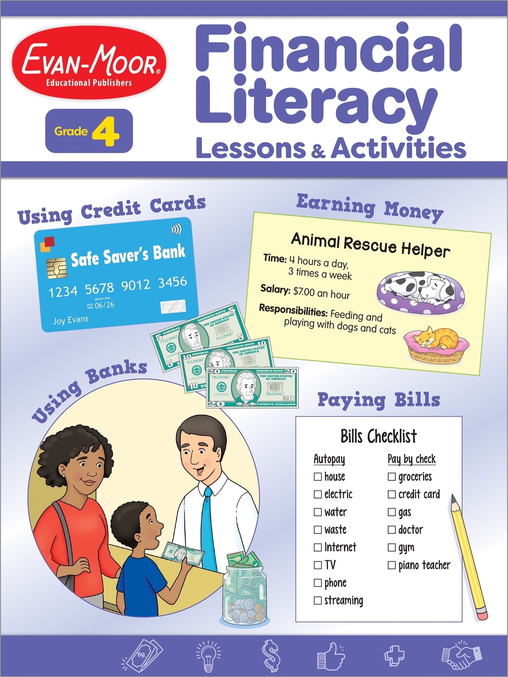 Evan-Moor Financial Literacy Lessons and Activities, Grade 4 ...