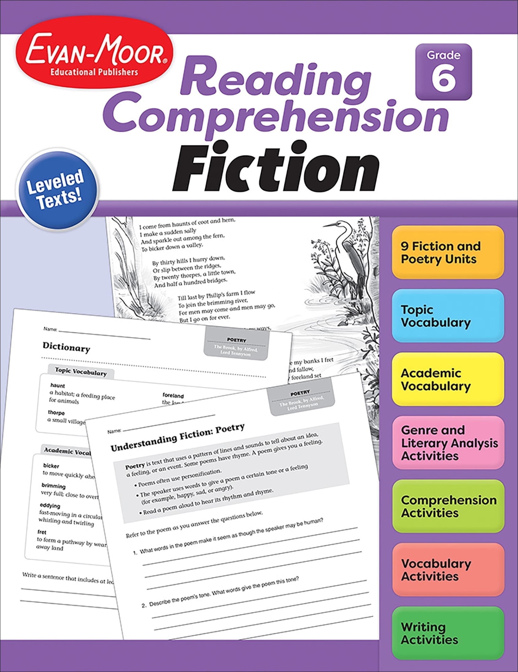 Evan-Moor Reading Comprehension: Fiction, Grade 6 Teacher Resource ...