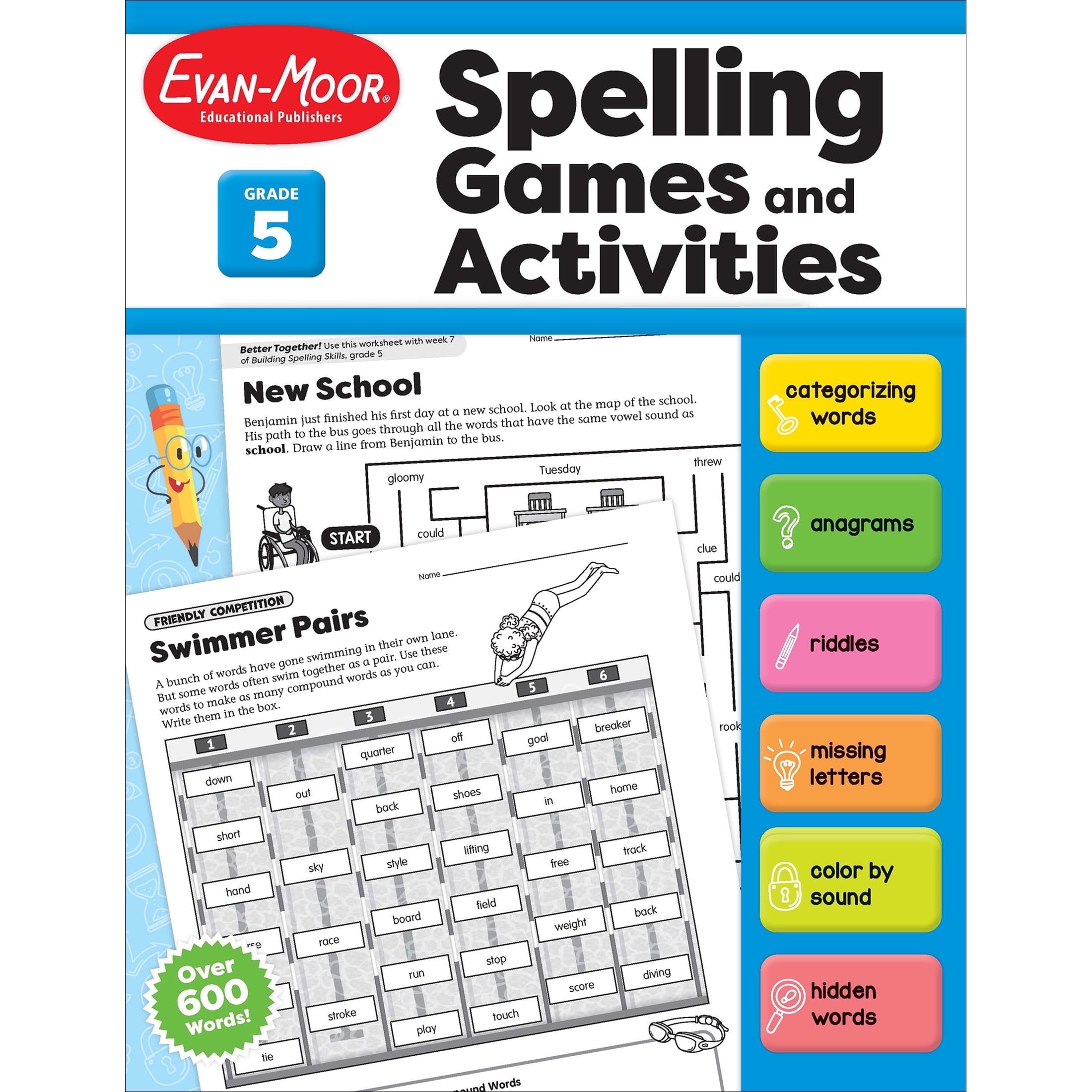 Evan-Moor Spelling Games and Activities, Grade 5 Teacher Resource ...