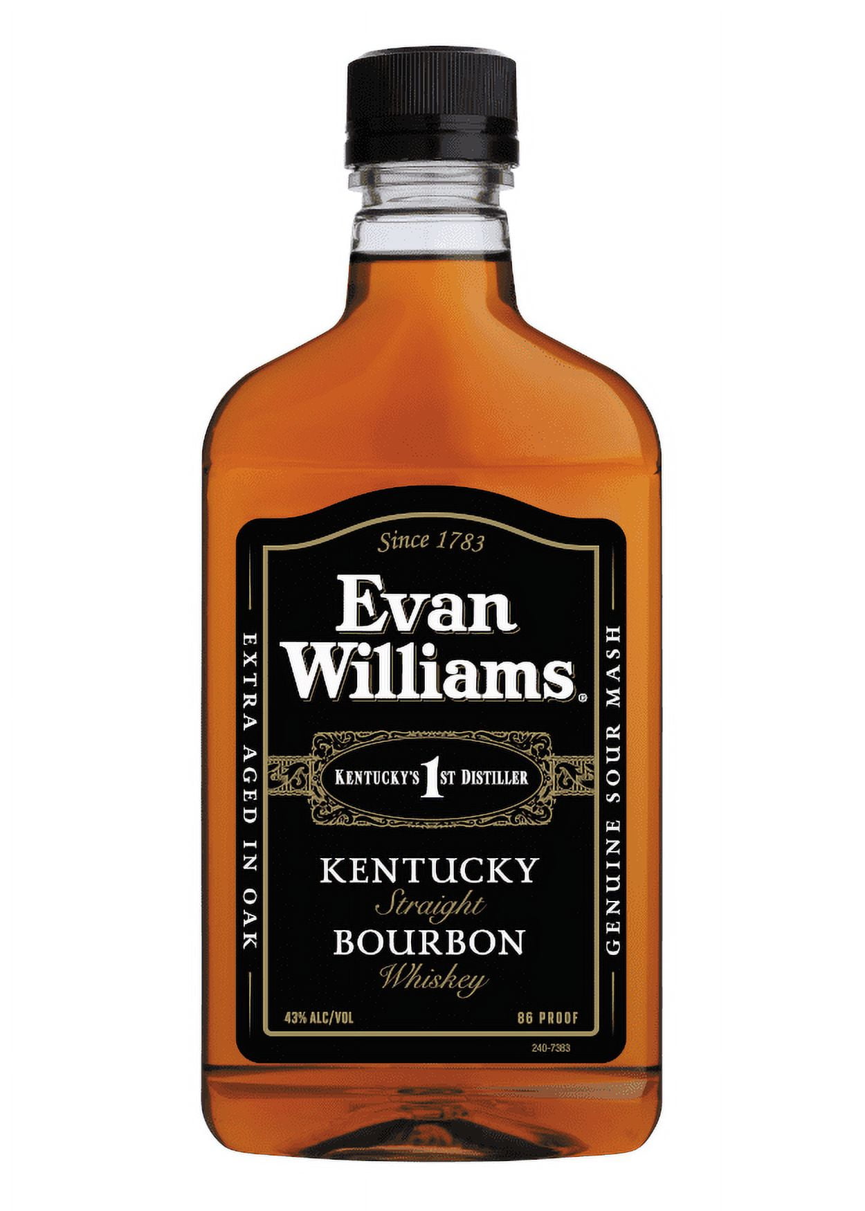 Evan Williams Black Label Straight Bourbon, 375 ml PET Bottle, 43% ABV ...
