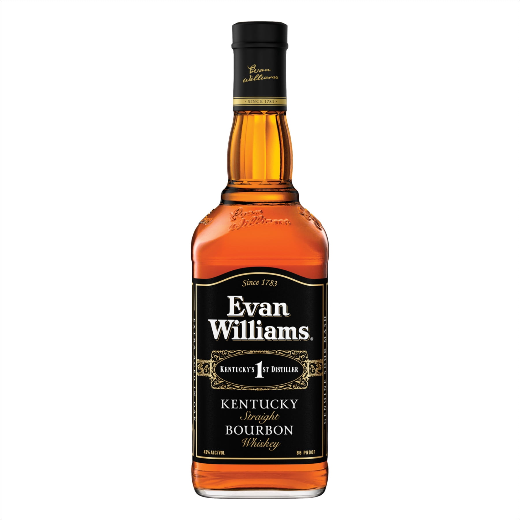 Evan Williams Black Label Straight Bourbon, 750 ml Bottle, 43% ABV - Walmart.com
