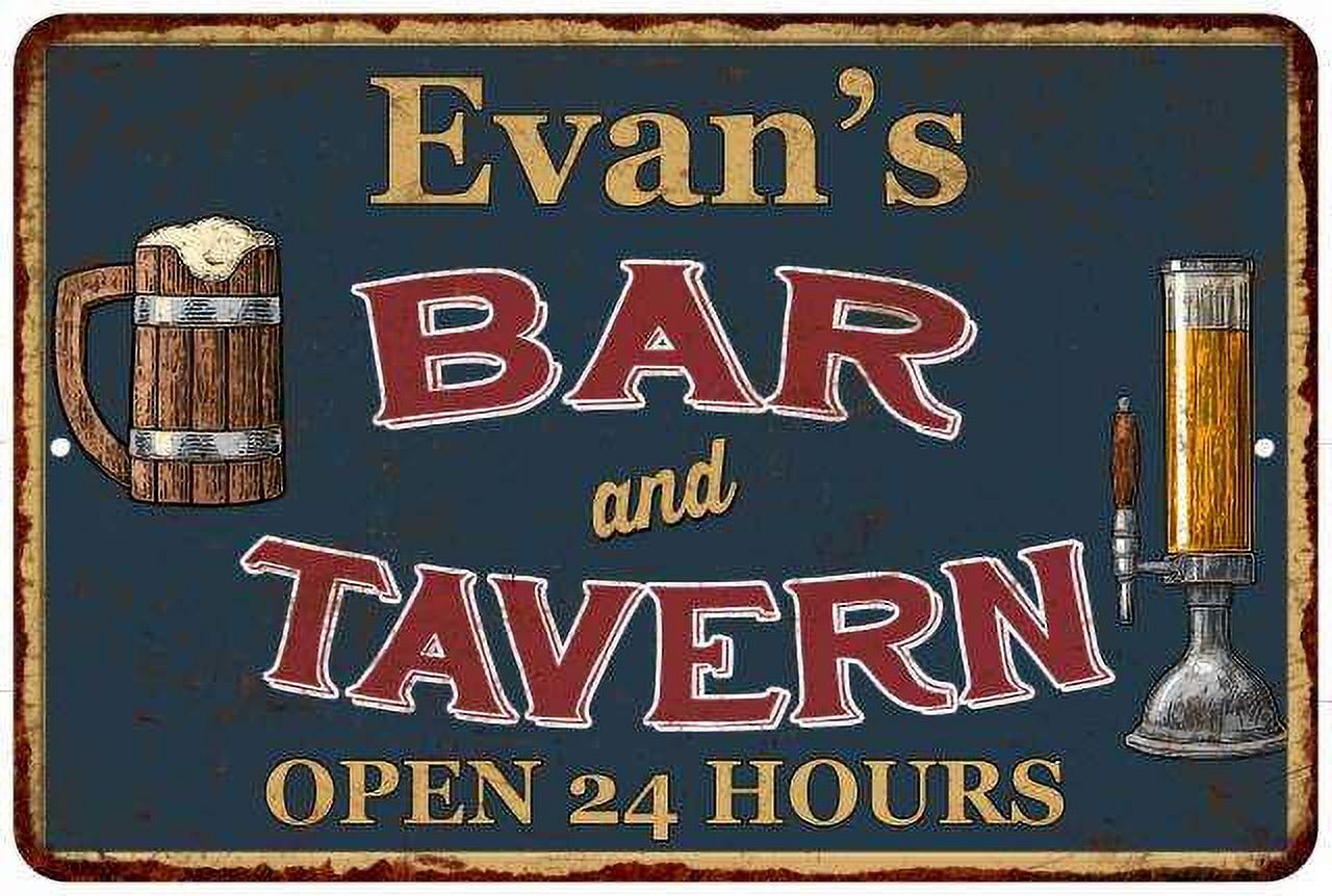 Evan's Green Bar & Tavern Rustic Sign 8 x 12 High Gloss Metal ...