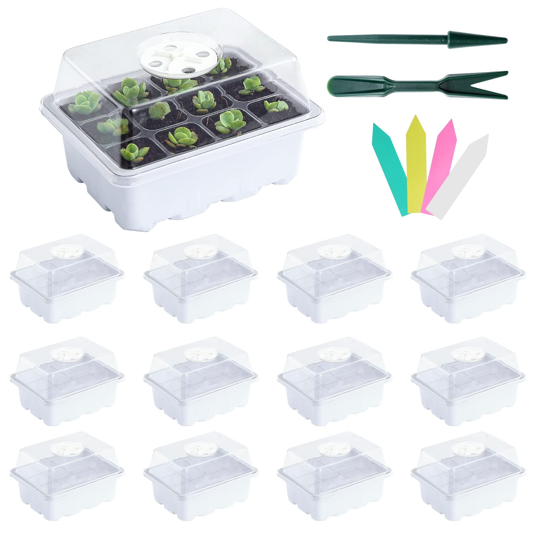 Evanda 12 Packs Seed Starter Tray Seedling Kits, Organic Germination ...