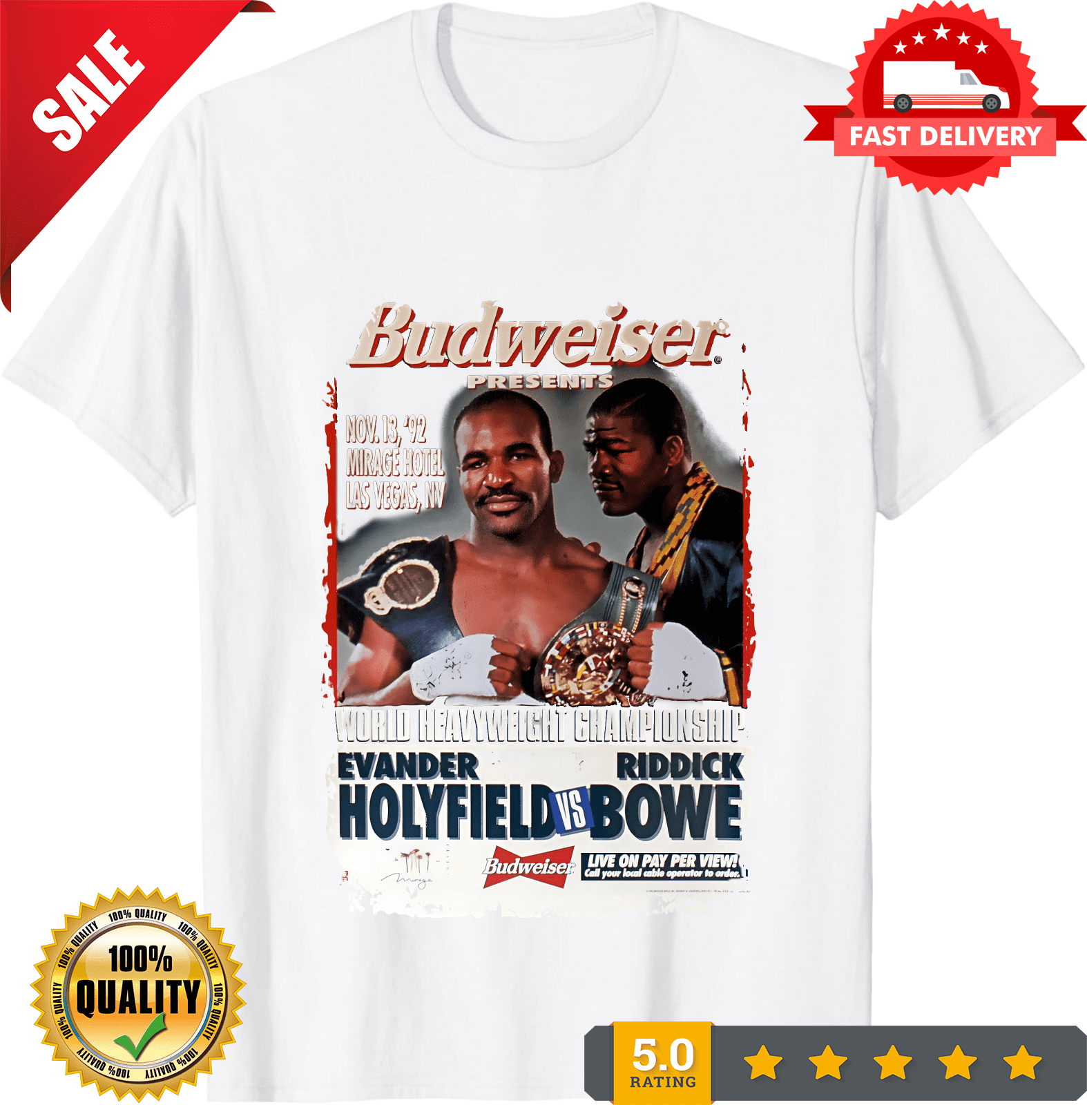 Evander Holyfield Riddick Bowe Mens Boxing T-Shirt S-4XL, ULTRA LIMITED ...