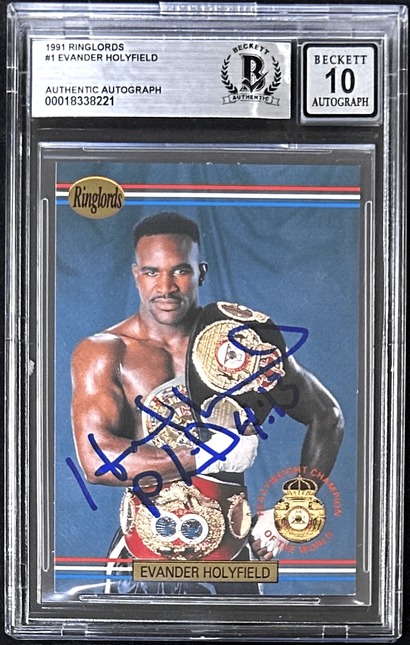 Evander Holyfield Signed 1991 Ringlords Card #1 Beckett Auto 10 ...