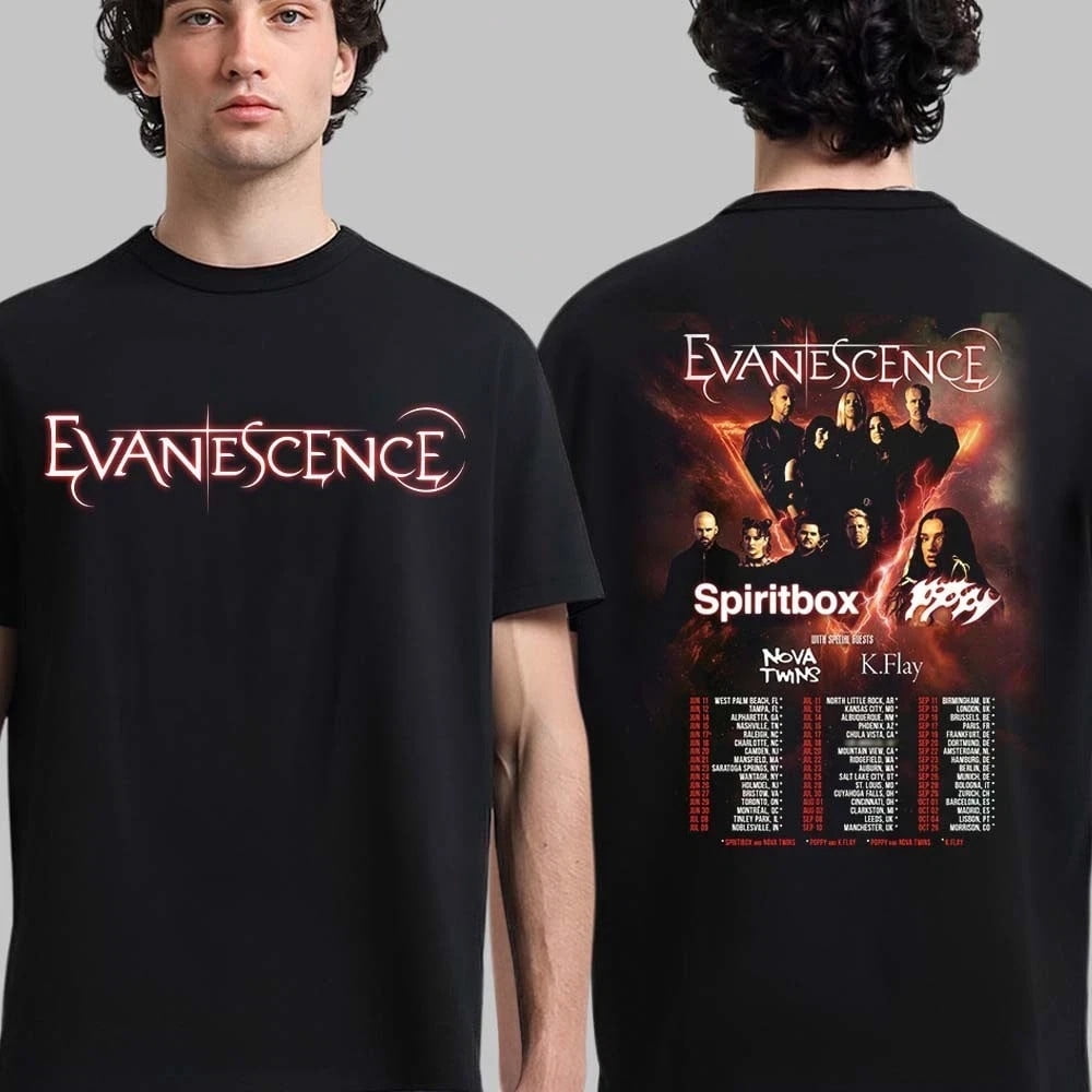 Evanescence World Tour 2026 North American UK And Europe Dates T-Shirt ...