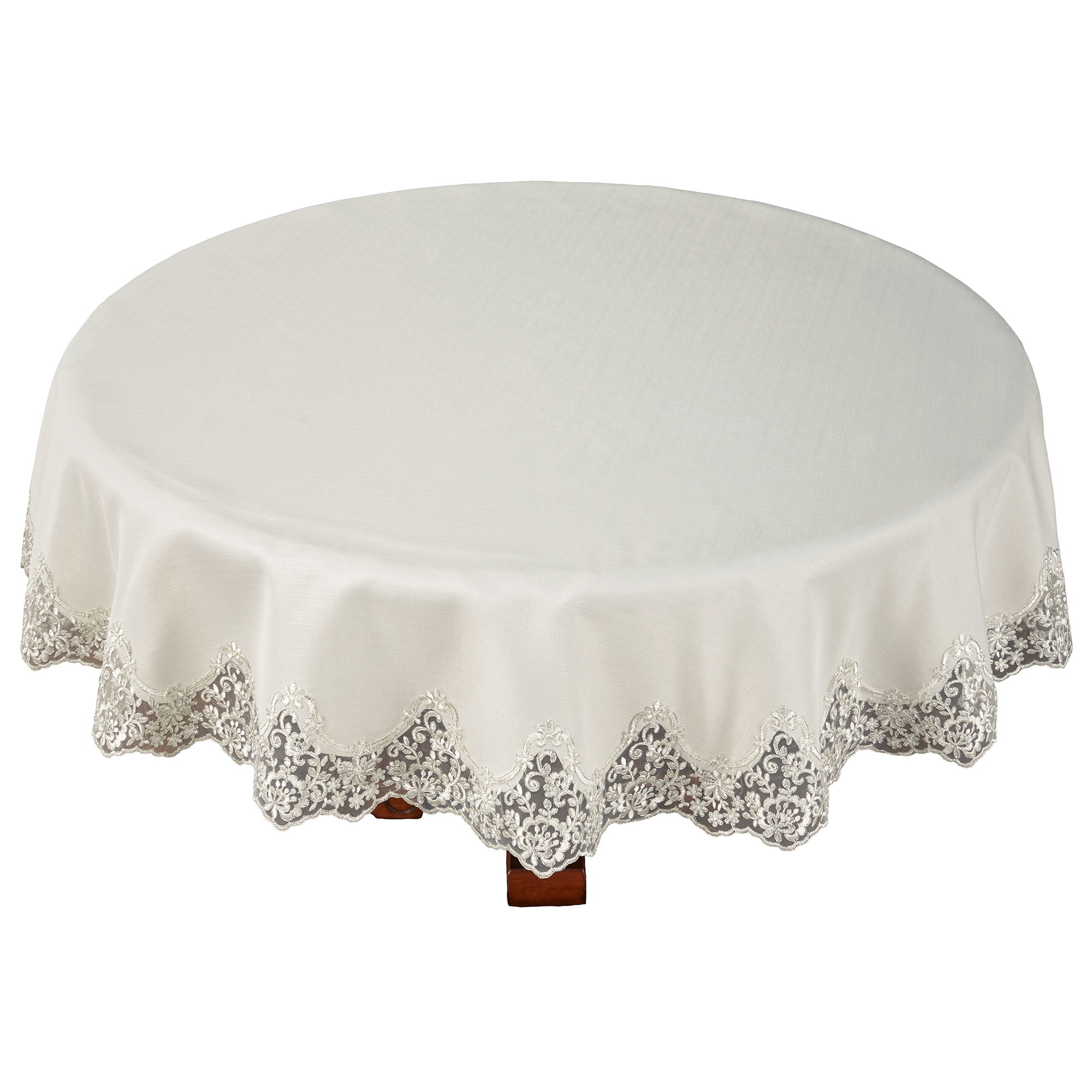 Evangelina Round Tablecloth Ivory 70