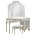 Evangeline 3-piece Vanity Table Set with Tri-Fold Mirror and Stool ...