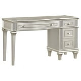 Evangeline 4-drawer Vanity Table with Faux Diamond Trim Silver and ...