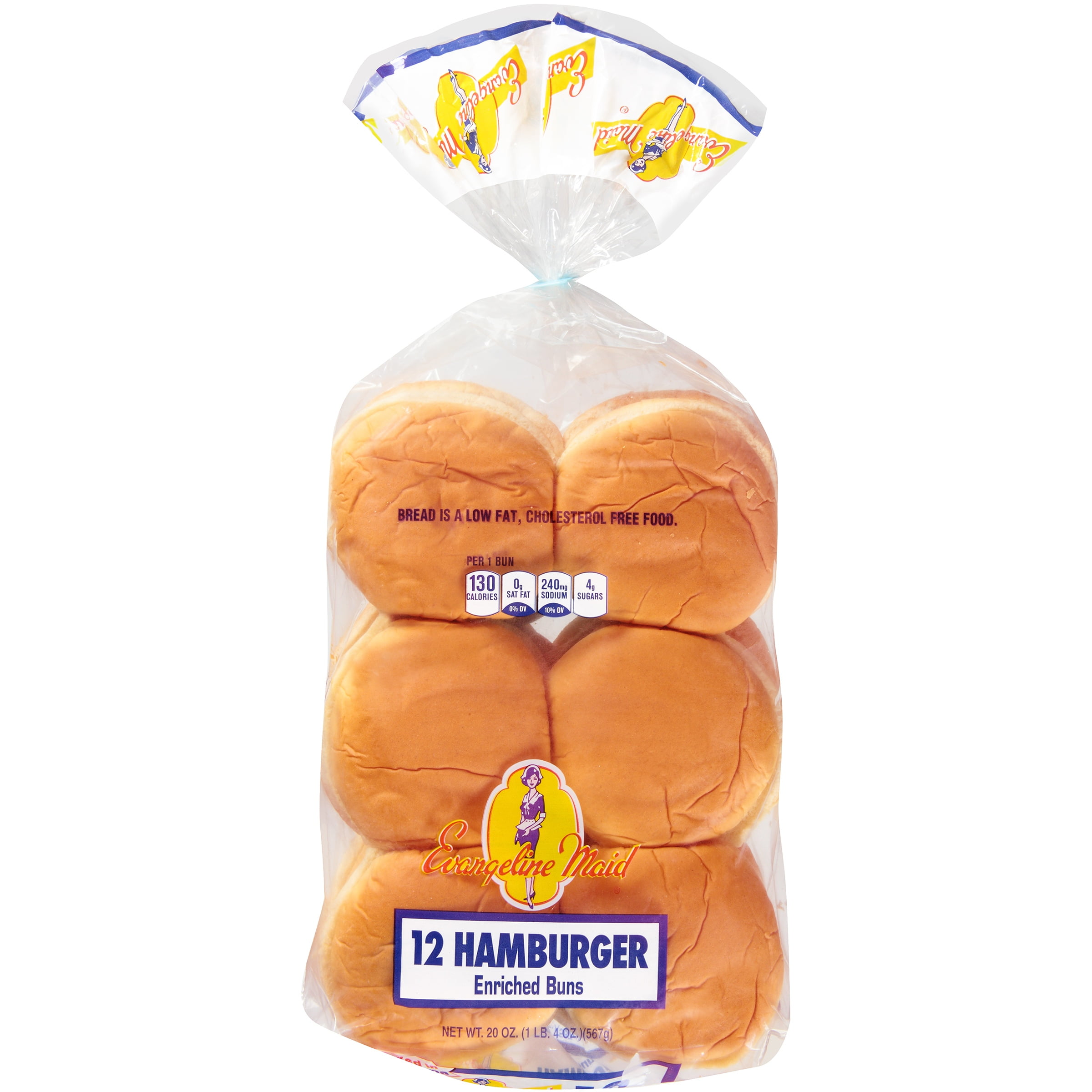 Evangeline Maid Hamburger Buns, Sliced White Hamburger Buns, 12 Count ...
