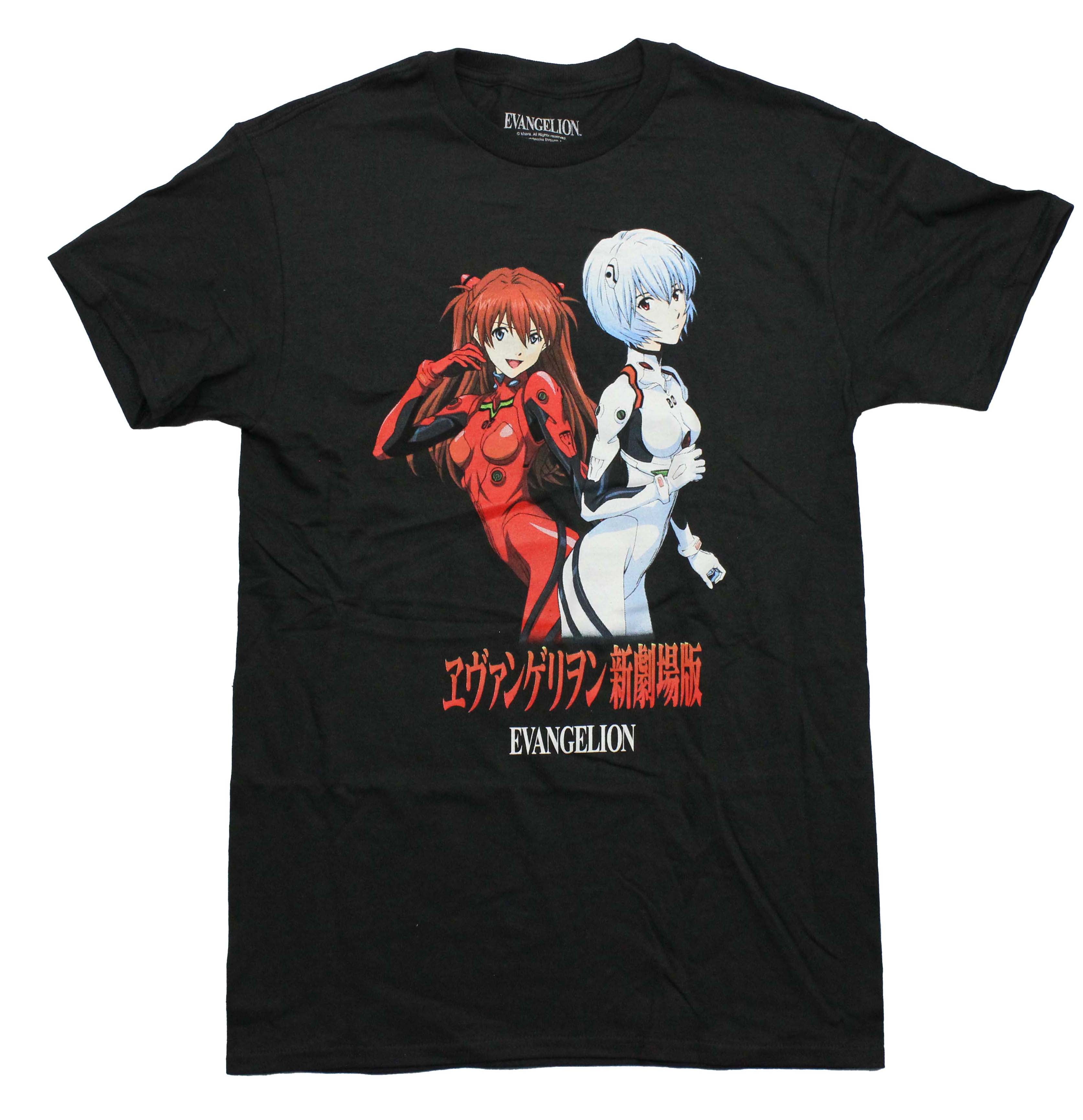 Evangelion Mens T-Shirt - Asuka Rei Duo Over Kanji Name (Large ...