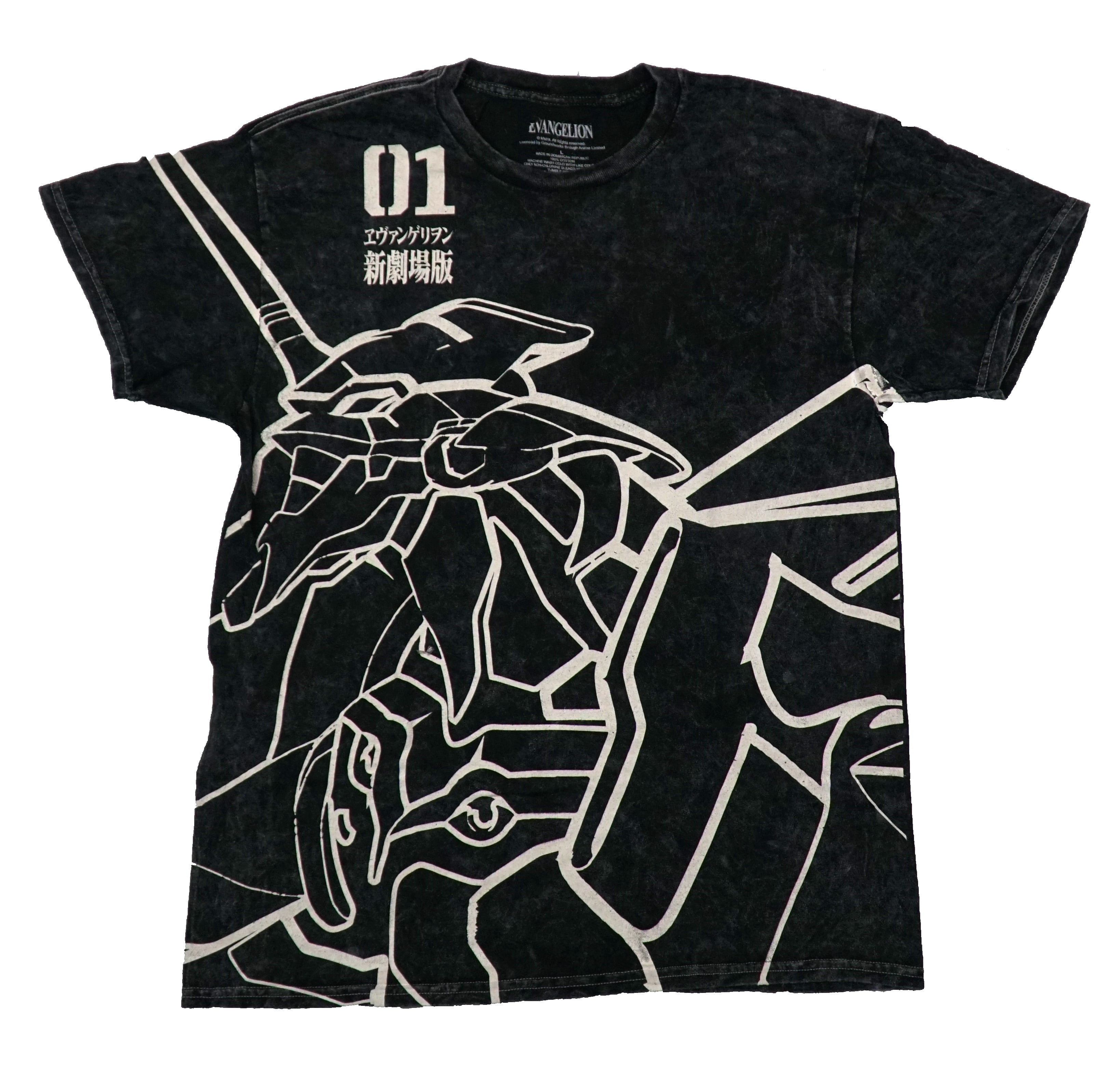 Evangelion Mens T-Shirt - Evan-01 White Outline Stone Washed (X-Large ...