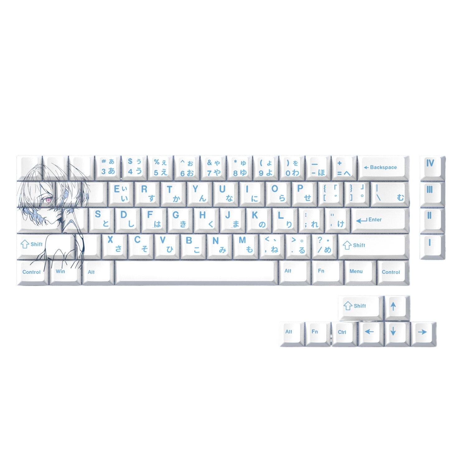 Evangelion Rei Ayanami Keycaps, Cherry Profile PBT Dye-Sub Keycap Set ...
