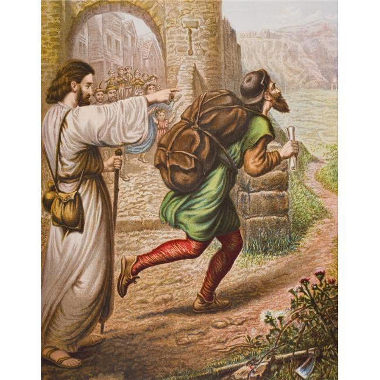 Evangelist Directs Christian On His Way From The Book The Pilgrims ...