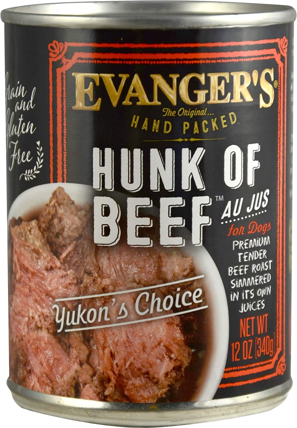 Evanger'S 12-Pack Hand-Packed Grain Free Hunk Of Beef Supplement For ...